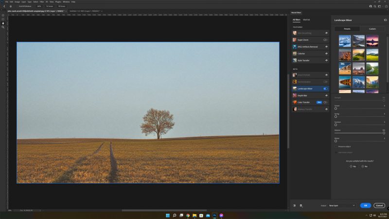 What is the Landscape Mixer Neural Filter in Adobe Photoshop?